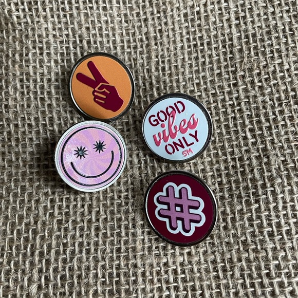Jewelry | Fun Statement Emojis Metal Pins Set Of 4 | Poshmark